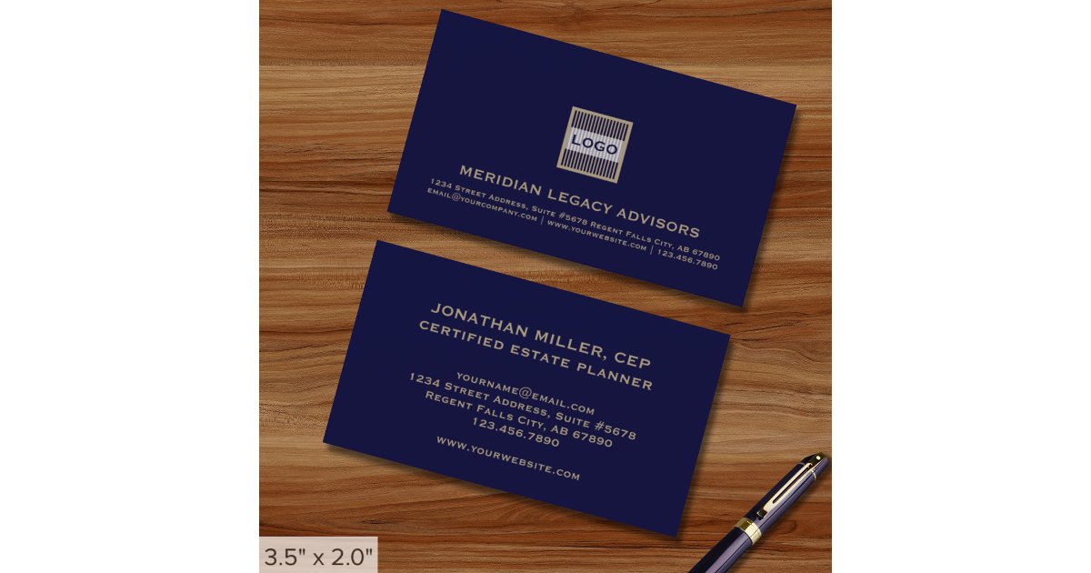 Blue Professional Logo Business Card | Zazzle