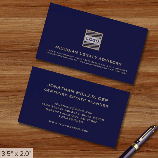 Blue Professional Logo Business Card | Zazzle