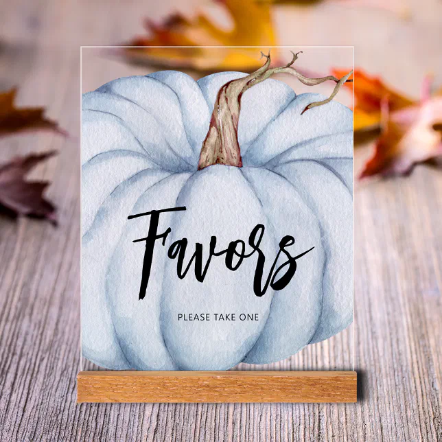 Blue Pumpkin Baby Shower Favors Acrylic Sign | Zazzle