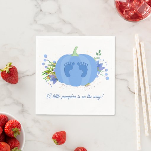 Blue Pumpkin Baby Shower Paper Napkins | Zazzle