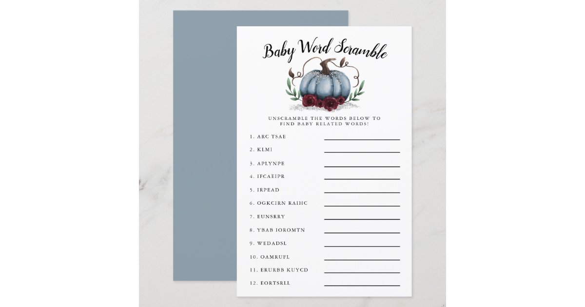Blue Pumpkin Baby Word Scramble Game | Zazzle