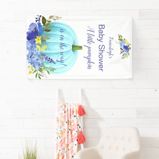 Blue Pumpkin Custom Baby Shower Banner | Zazzle