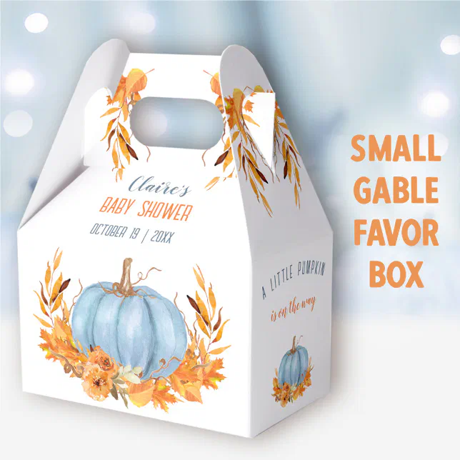 Blue Pumpkin Fall Boy Baby Shower Favor Box | Zazzle