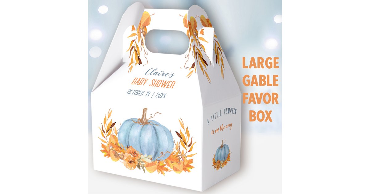 Blue Pumpkin Fall Boy Baby Shower Large Gable Favor Boxes | Zazzle