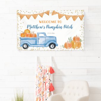 Blue Pumpkin Truck Birthday Banner | Zazzle