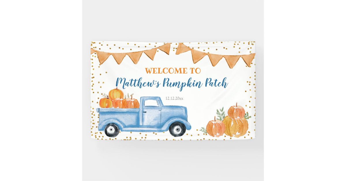 Blue Pumpkin Truck Birthday Banner | Zazzle