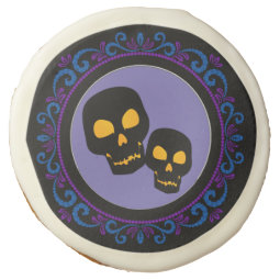 Blue Purple Black Skulls Halloween Sugar Cookie | Zazzle