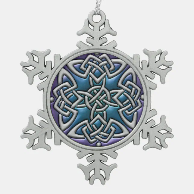 Blue Purple Celtic Knot Snowflake Ornament | Zazzle