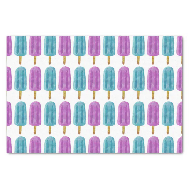 Blue & Purple Frozen Ice Pop Summer Pattern Tissue Paper | Zazzle