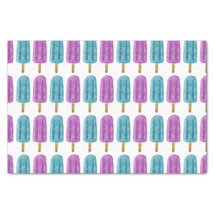 Blue & Purple Frozen Ice Pop Summer Pattern Tissue Paper | Zazzle.com