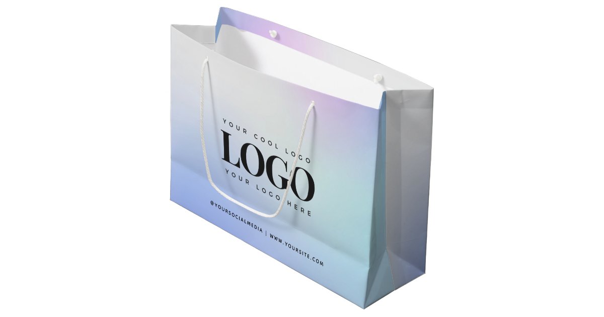 Blue Purple Gradient Custom Company Business Logo Large Gift Bag | Zazzle