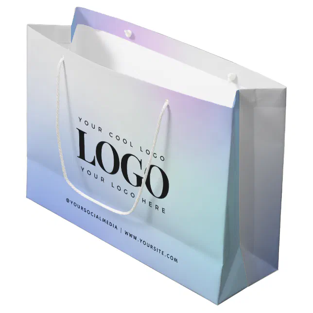 Blue Purple Gradient Custom Company Business Logo Large Gift Bag | Zazzle
