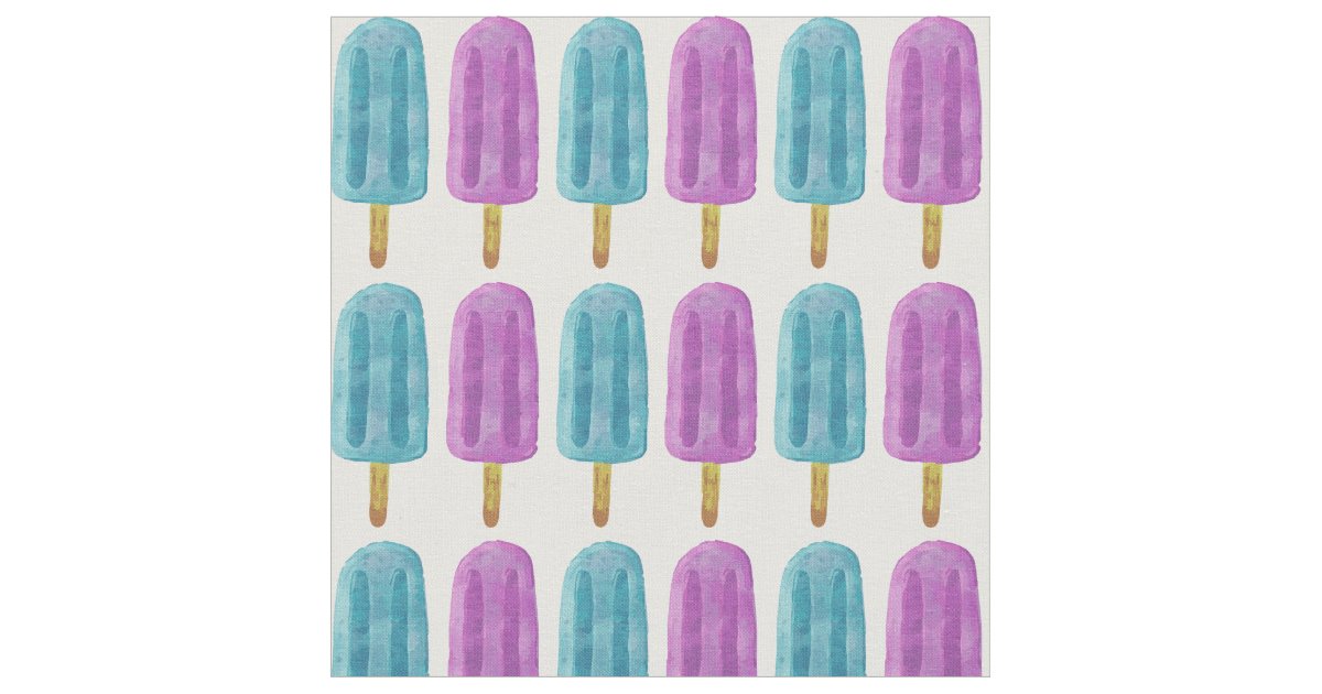 Blue & Purple Ice Pop Summer Frozen Treat Pattern Fabric | Zazzle