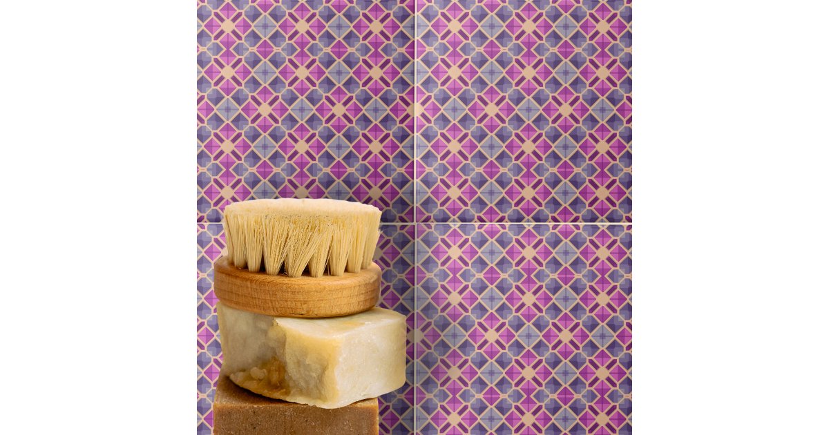 Blue Purple Lavender Mosaic Geometric Pattern Ceramic Tile | Zazzle