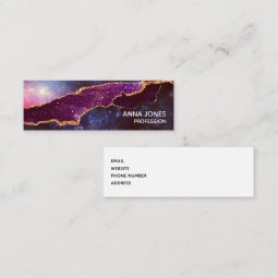 Blue & Purple Space & Stars with Gold Ribbon Mini Business Card | Zazzle