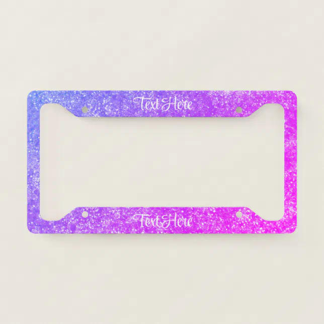 Blue Purple Sparkle Glitter Elegant Personalized License Plate Frame ...