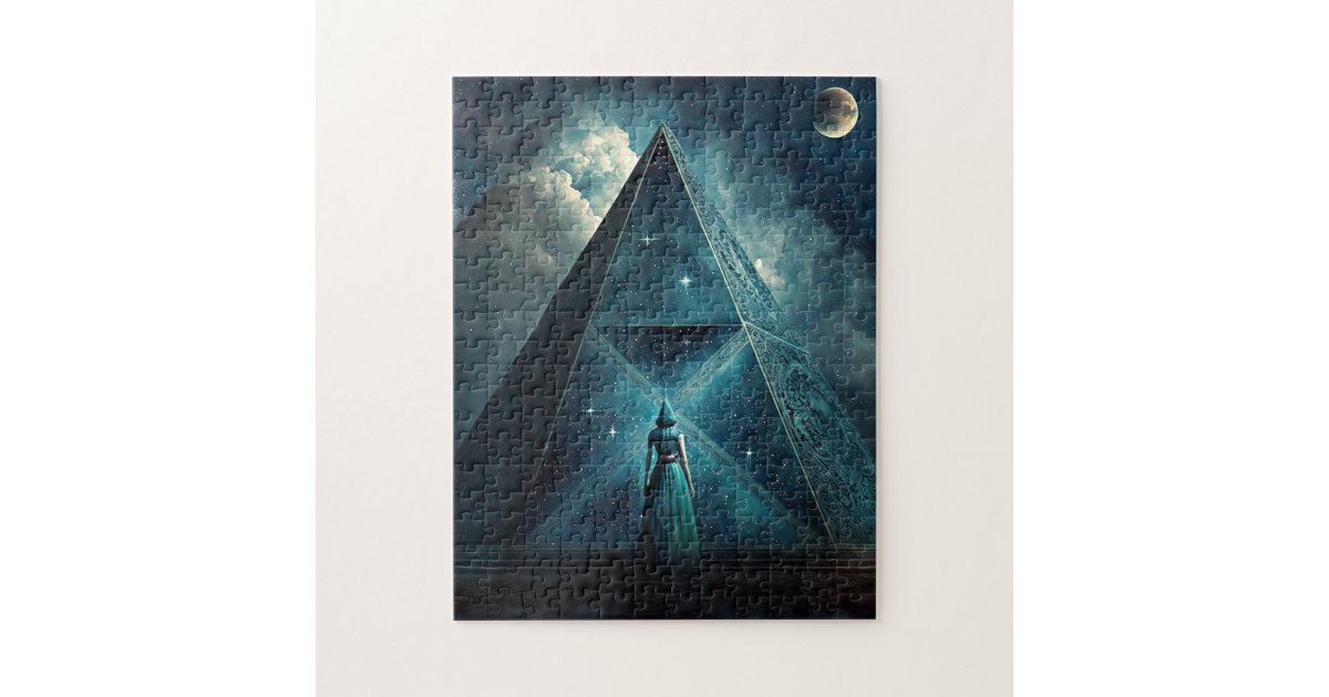 Blue Pyramid Surreal Visionary Art Jigsaw Puzzle | Zazzle