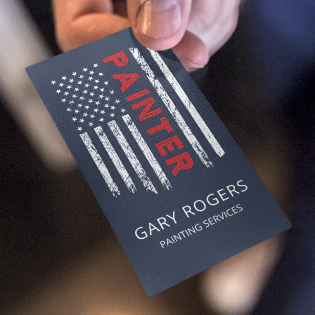 Blue QR Code Painter American Flag Business Card | Zazzle