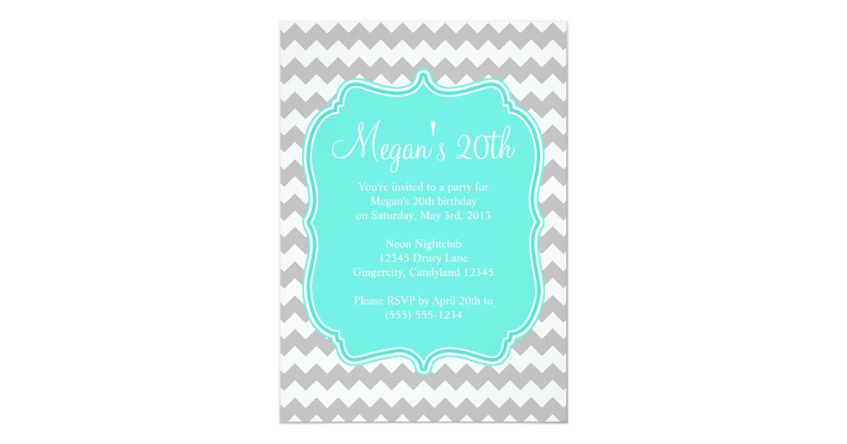 Blue Quatrefoil Chevron Birthday Invitation | Zazzle.com