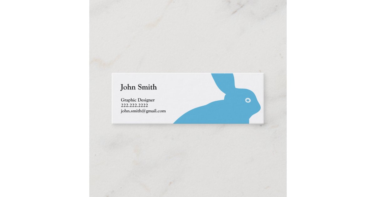 Blue Rabbit Graphic Designer Mini Business Card | Zazzle