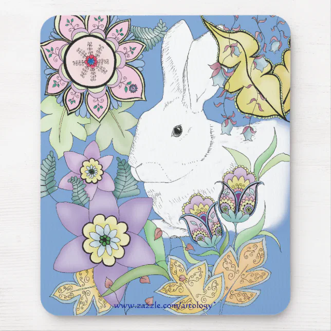 Blue Rabbit Mousepad | Zazzle