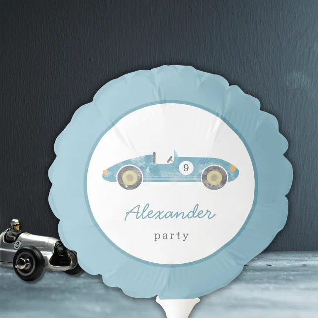 Blue race car birthday balloon | Zazzle
