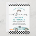 Blue Race Car Birthday Invitation | Zazzle