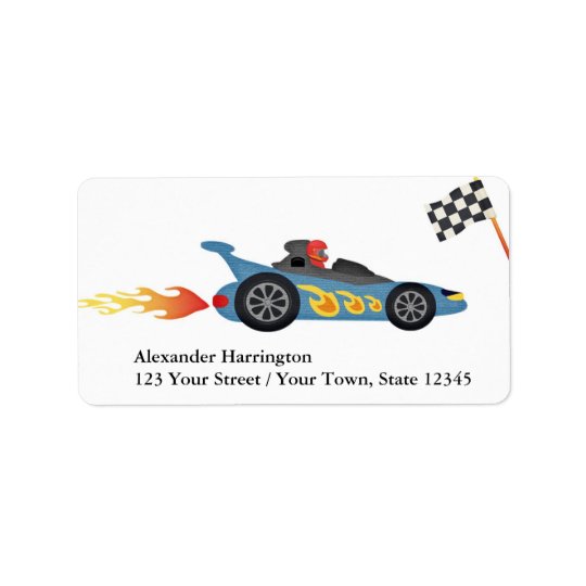 Blue Race Car Label | Zazzle.com