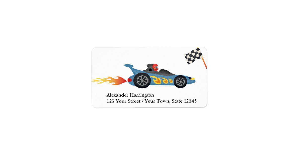 Blue Race Car Label | Zazzle
