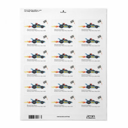 Blue Race Car Label | Zazzle