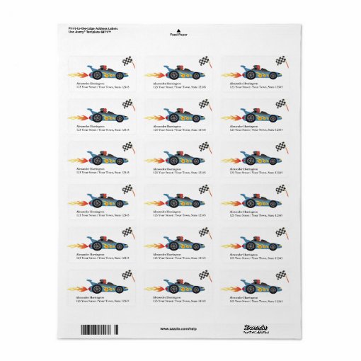 Blue Race Car Label | Zazzle