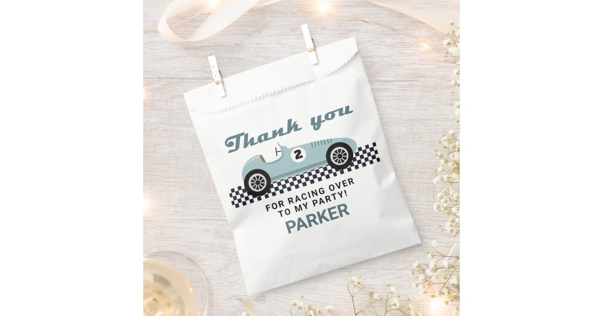 Blue Race Car Racing Birthday Party Favor Bag | Zazzle