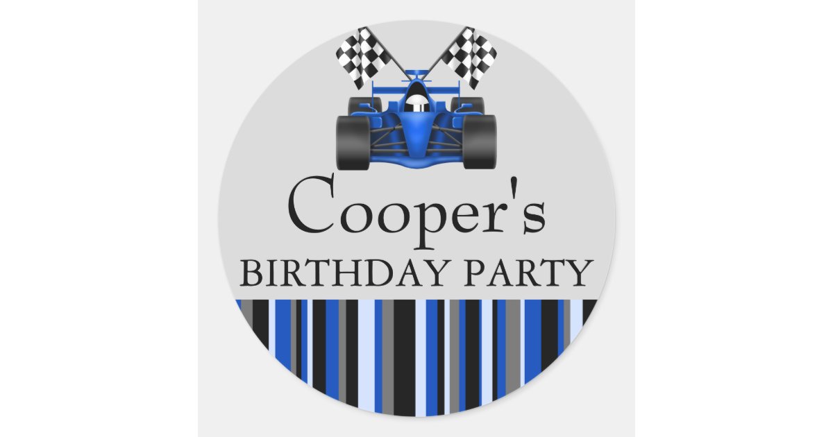 Blue Race Car Sticker | Zazzle
