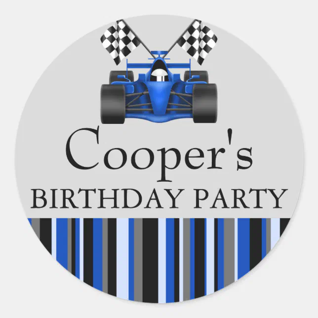 Blue Race Car Sticker | Zazzle