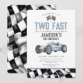 Blue Race Car Two Fast 2nd Birthday Party Invite | Zazzle