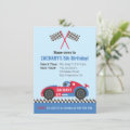 Blue Racing Car Kids Birthday Party Invitation | Zazzle