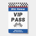 Blue Racing Party Pit Crew VIP Pass Pit Stop Badge | Zazzle