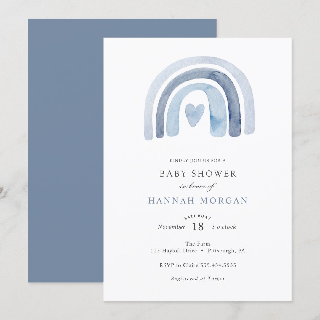 Blue Rainbow Baby Shower invitation | Zazzle