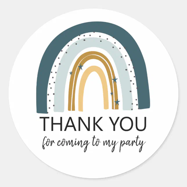 Blue Rainbow Birthday Favor Stickers | Zazzle