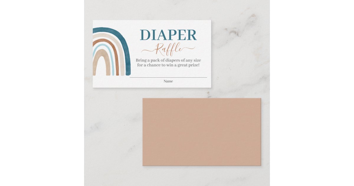 Blue Rainbow Diaper Raffle Enclosure Card | Zazzle