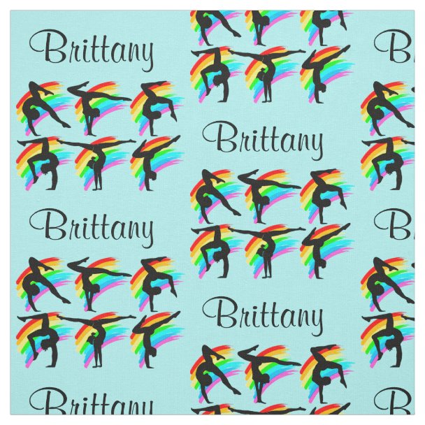 I LOVE GYMNASTICS RAINBOW GYMNAST GIRL DESIGN FABRIC | Zazzle
