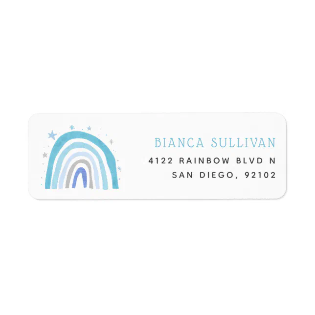 Blue Rainbow Stars Return Address Label | Zazzle