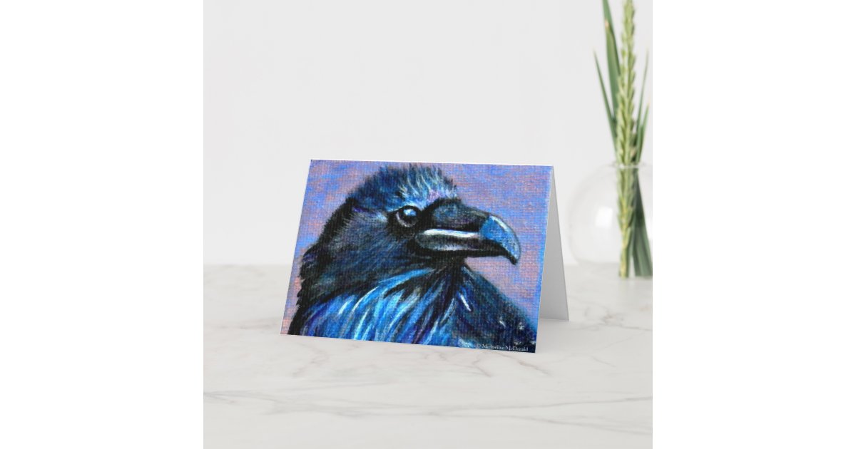 Blue Raven Greeting Card | Zazzle
