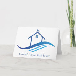Blue Real Estate Company Home Modern Logo Custom Card | Zazzle