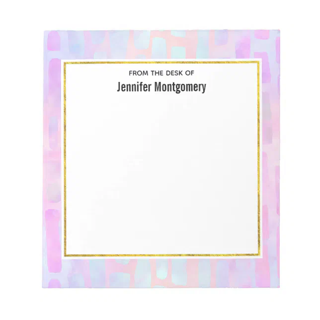 Blue Rectangle Shapes on Pink Background Notepad | Zazzle