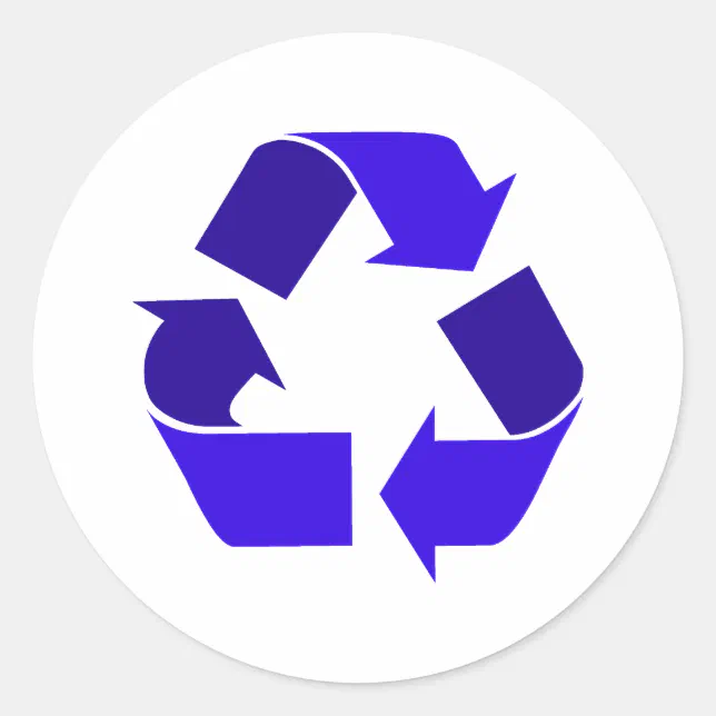 blue recycle classic round sticker | Zazzle
