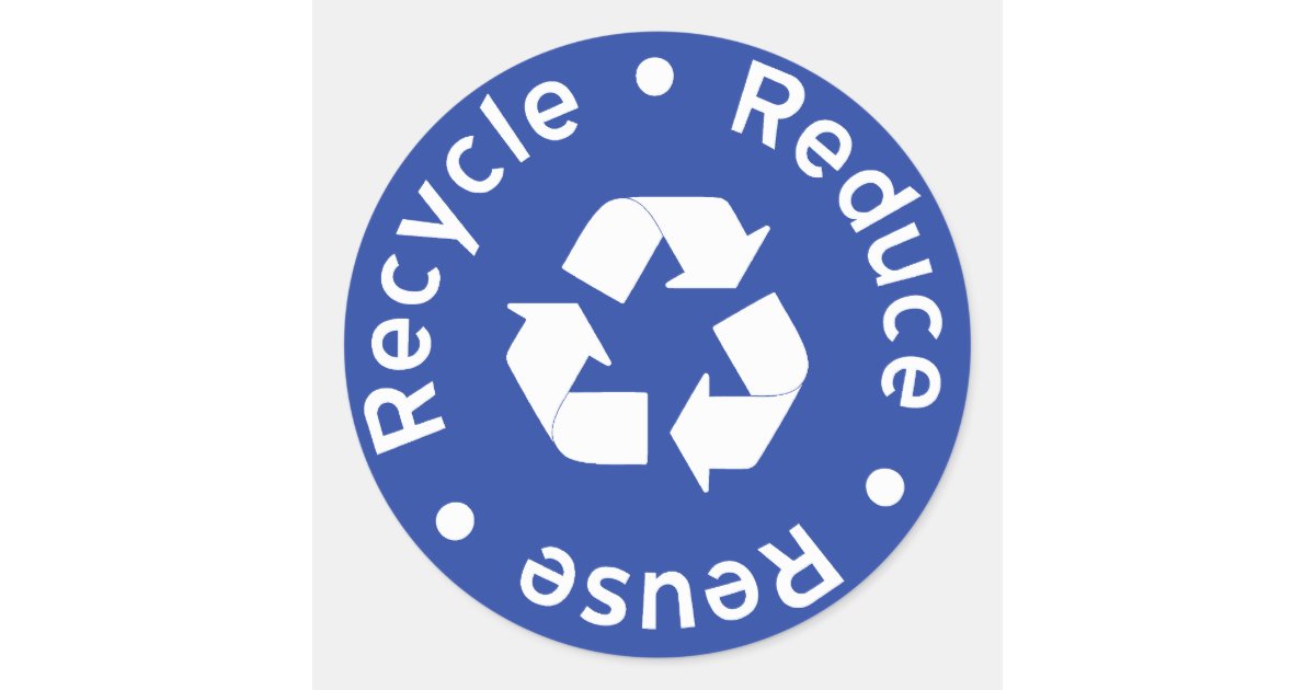 Blue Recycling Symbol Sticker | Zazzle