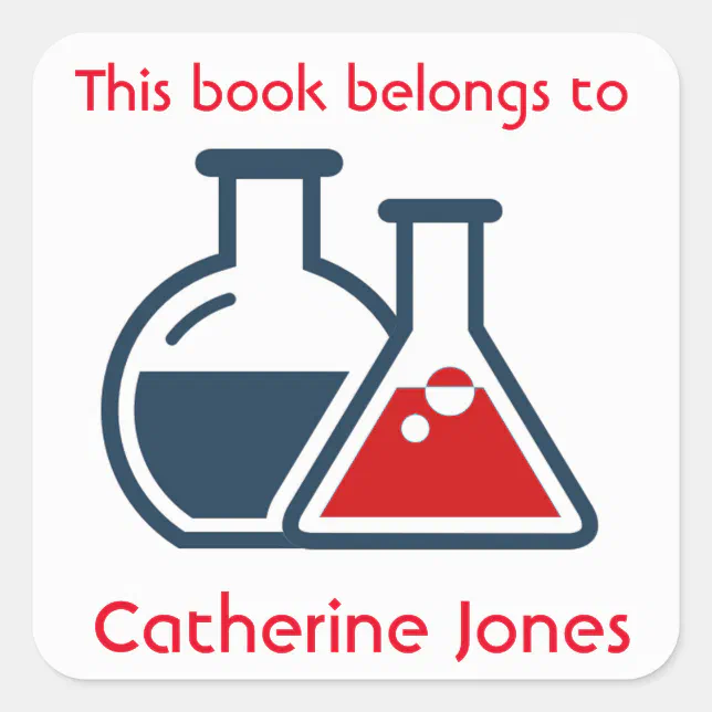 Blue Red Beakers Science Design Bookplate Sticker | Zazzle
