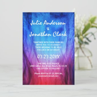 Blue & Red Fire Flames Wedding Invitation Template | Zazzle