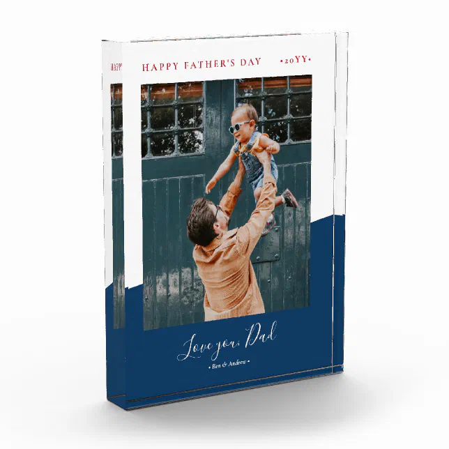 Blue & Red | Modern Father's Day Photo Gift | Zazzle